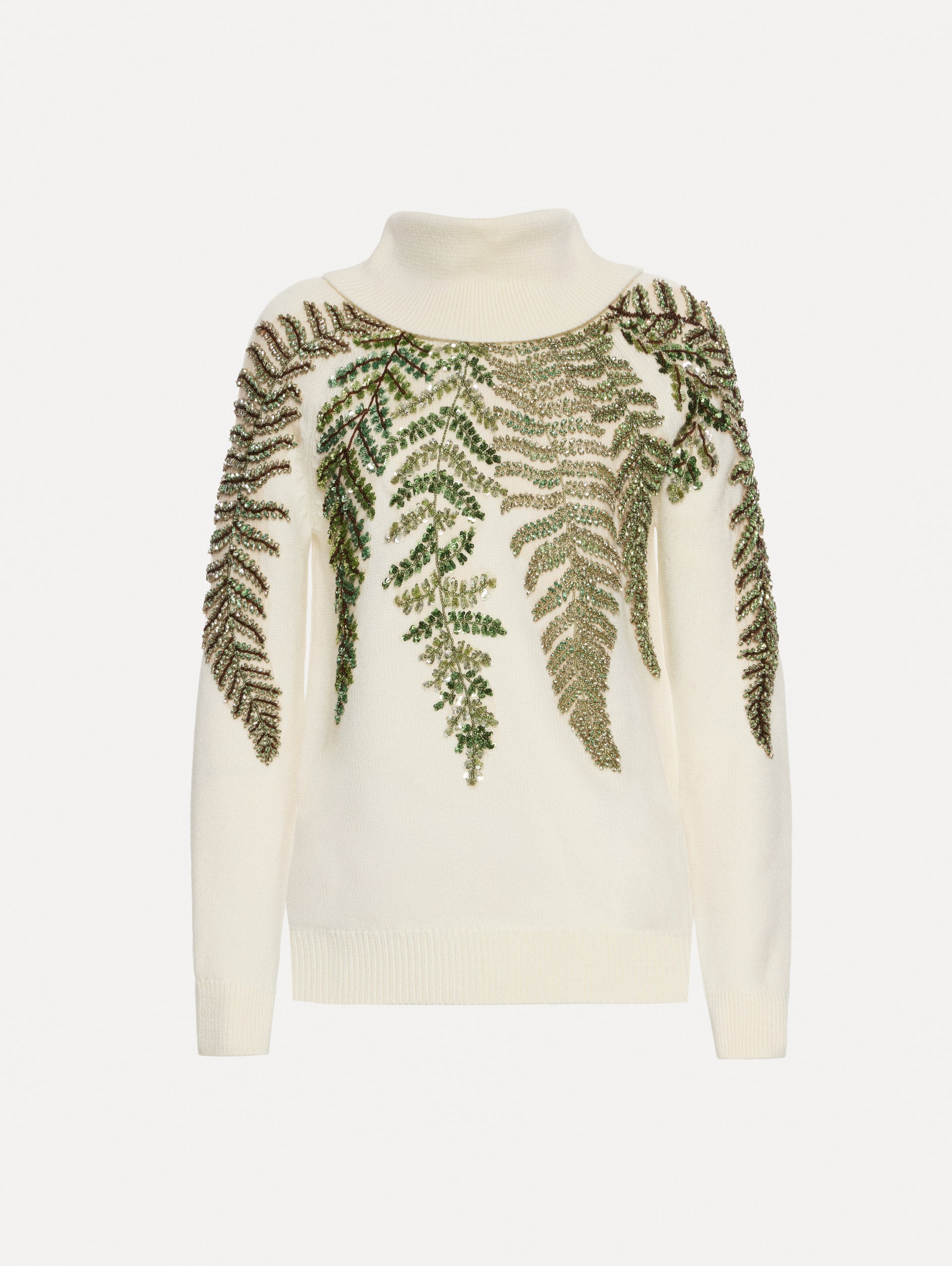 Fern Crystal Embroidered Turtleneck