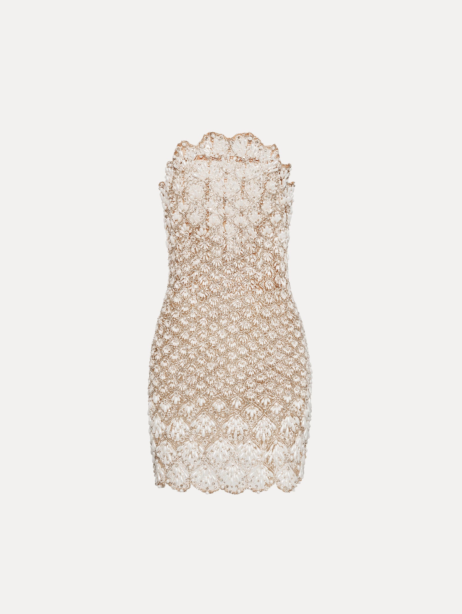 Pearl Embroidered Scallop Dress