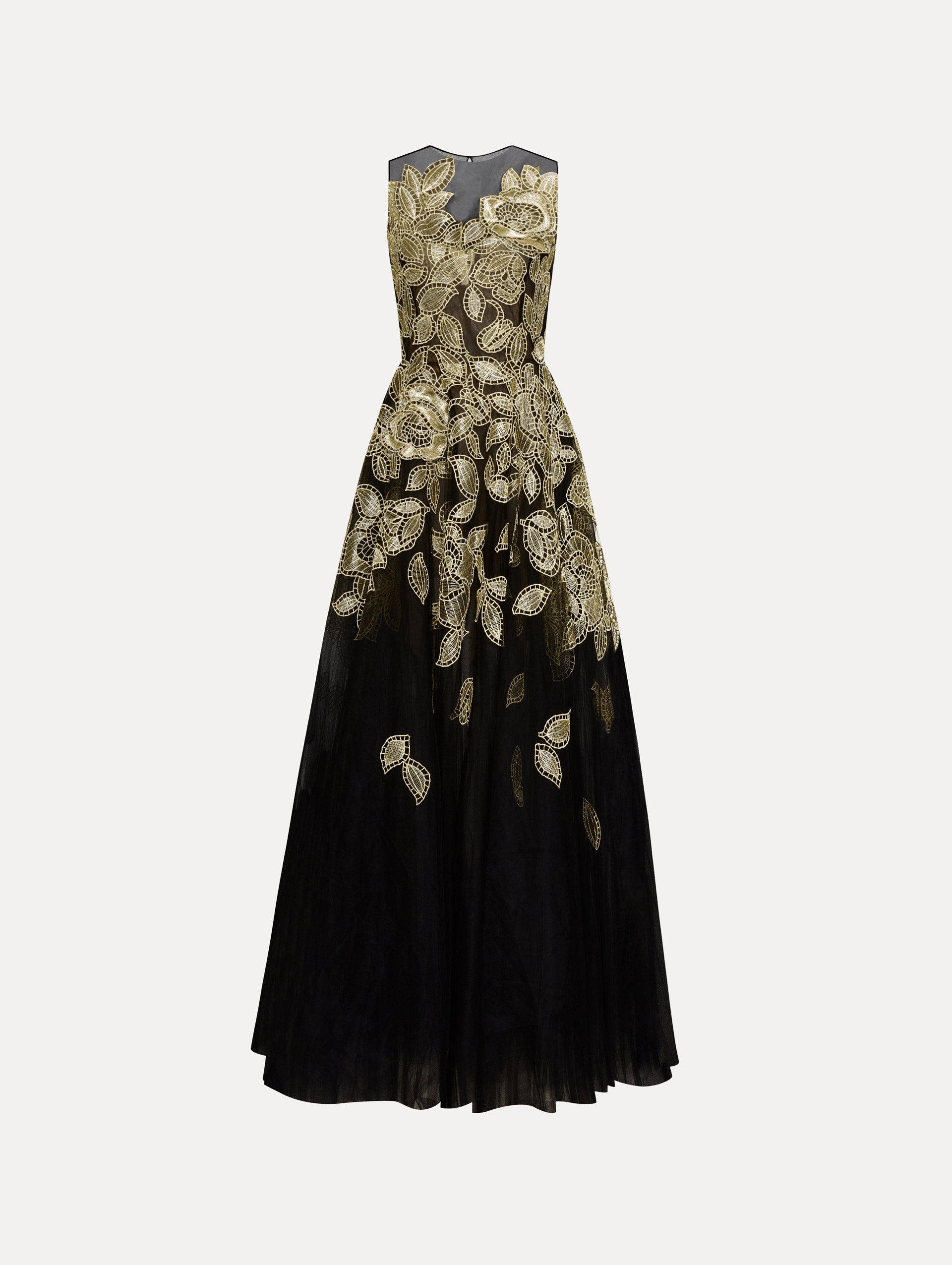 Gold Foil Rose Appliqué Gown