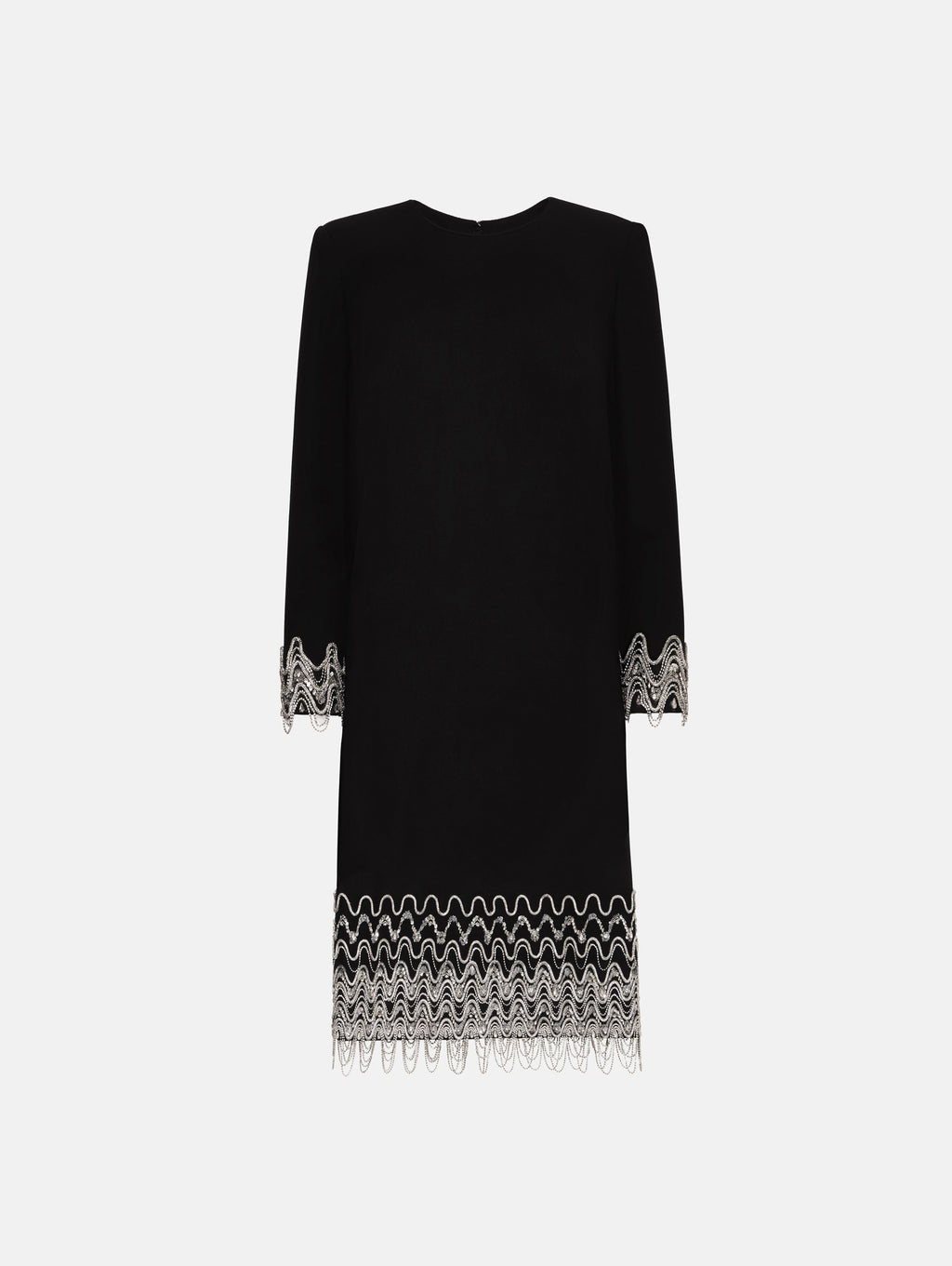 Crystal Wave Embroidered Shift Dress