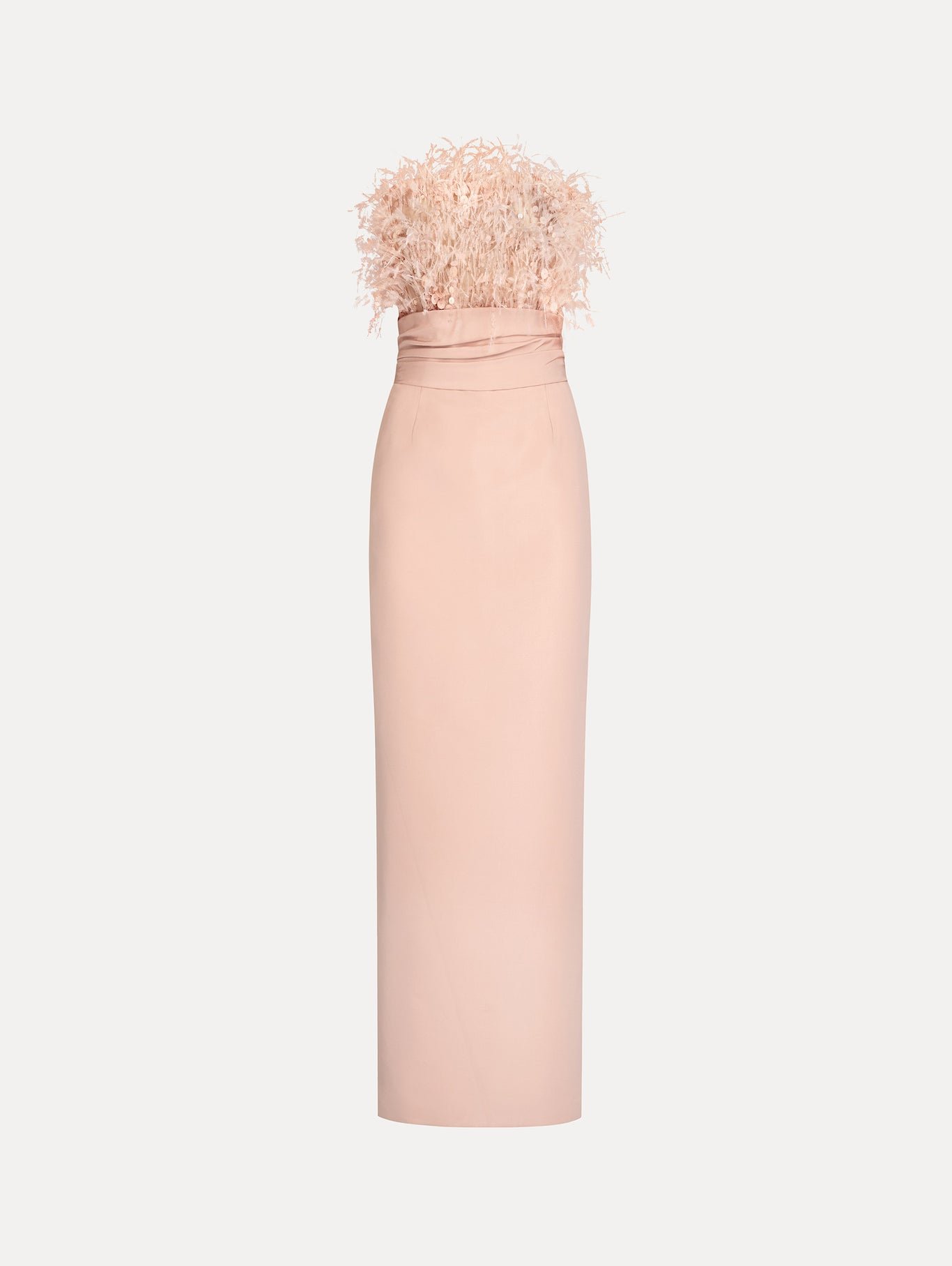 Point d’Esprit Feather Embroidered Gown