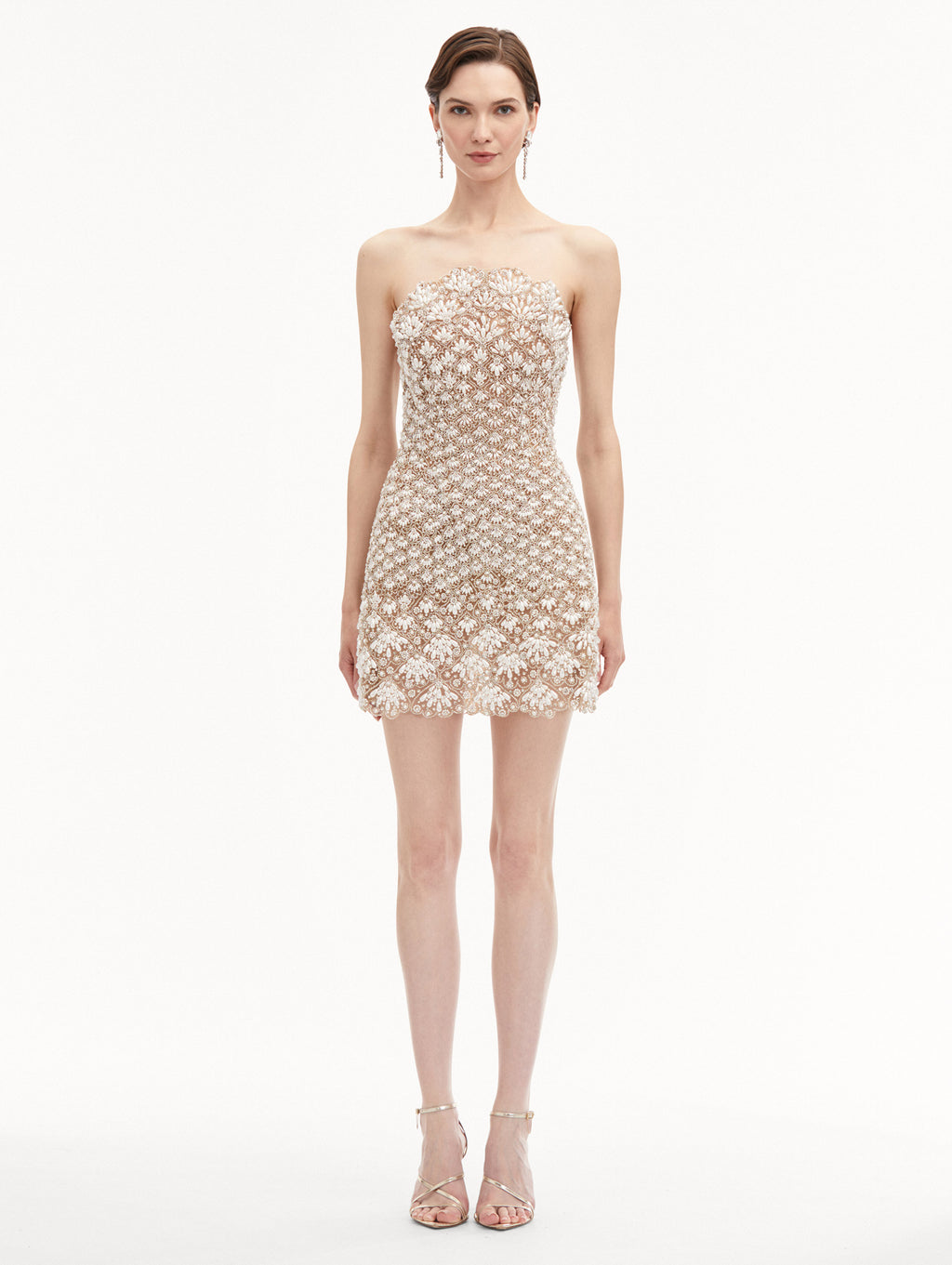 Pearl Embroidered Scallop Dress